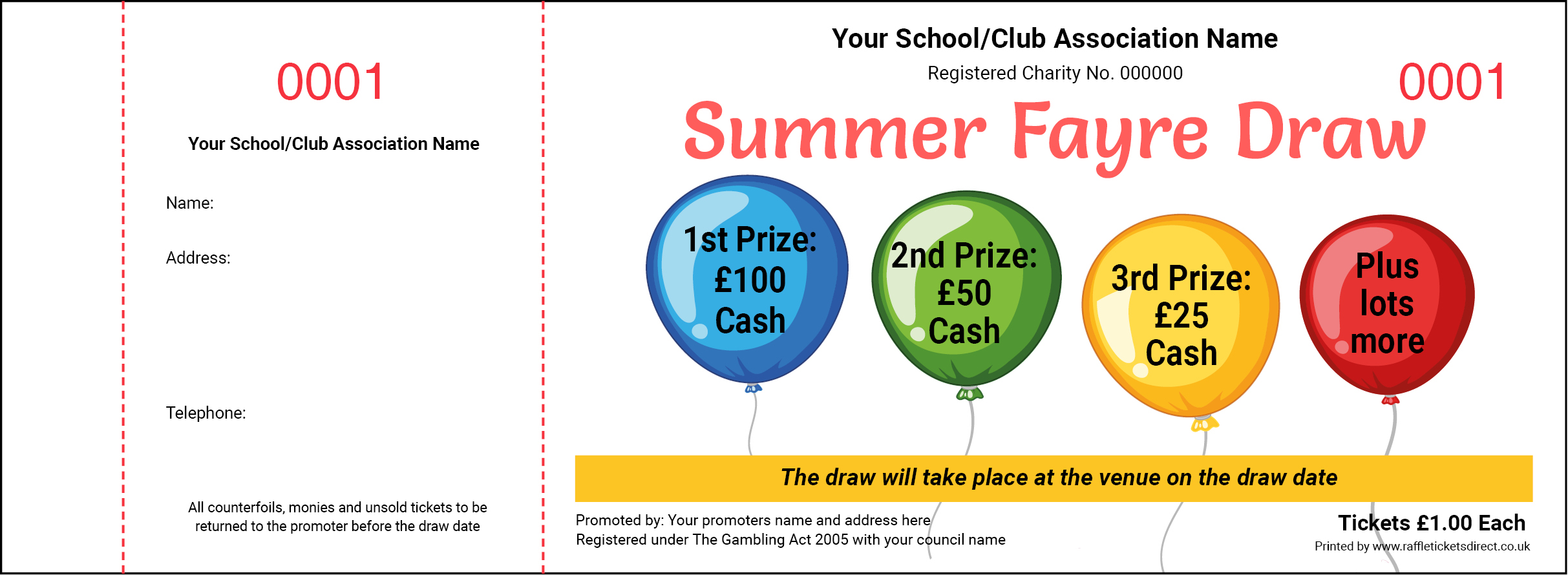 Summer Raffle Tickets Design 3 | Raffle Tickets Direct