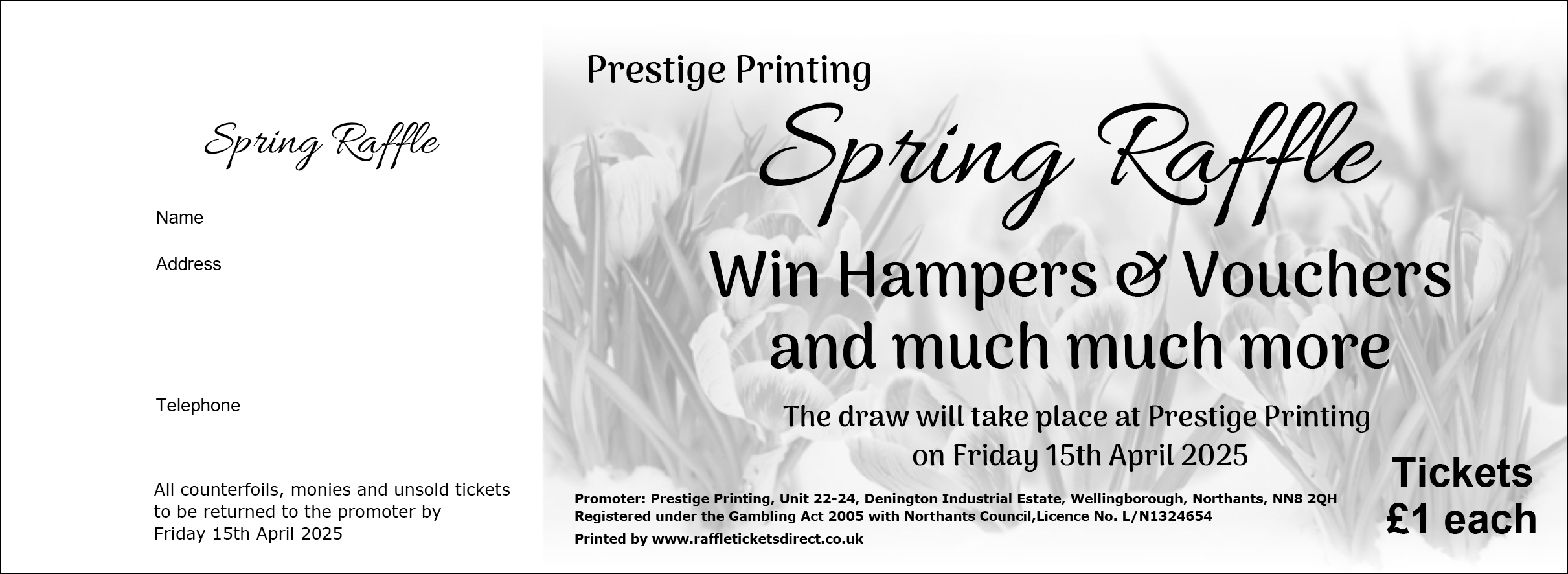 Spring Crocus Raffle Ticket Design 1 | Raffle Tickets Direct